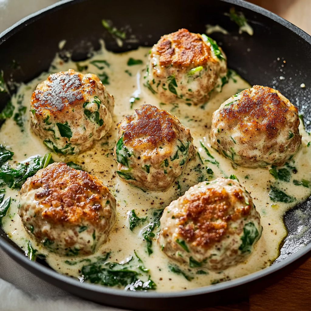 Creamy Spinach Turkey Meatballs