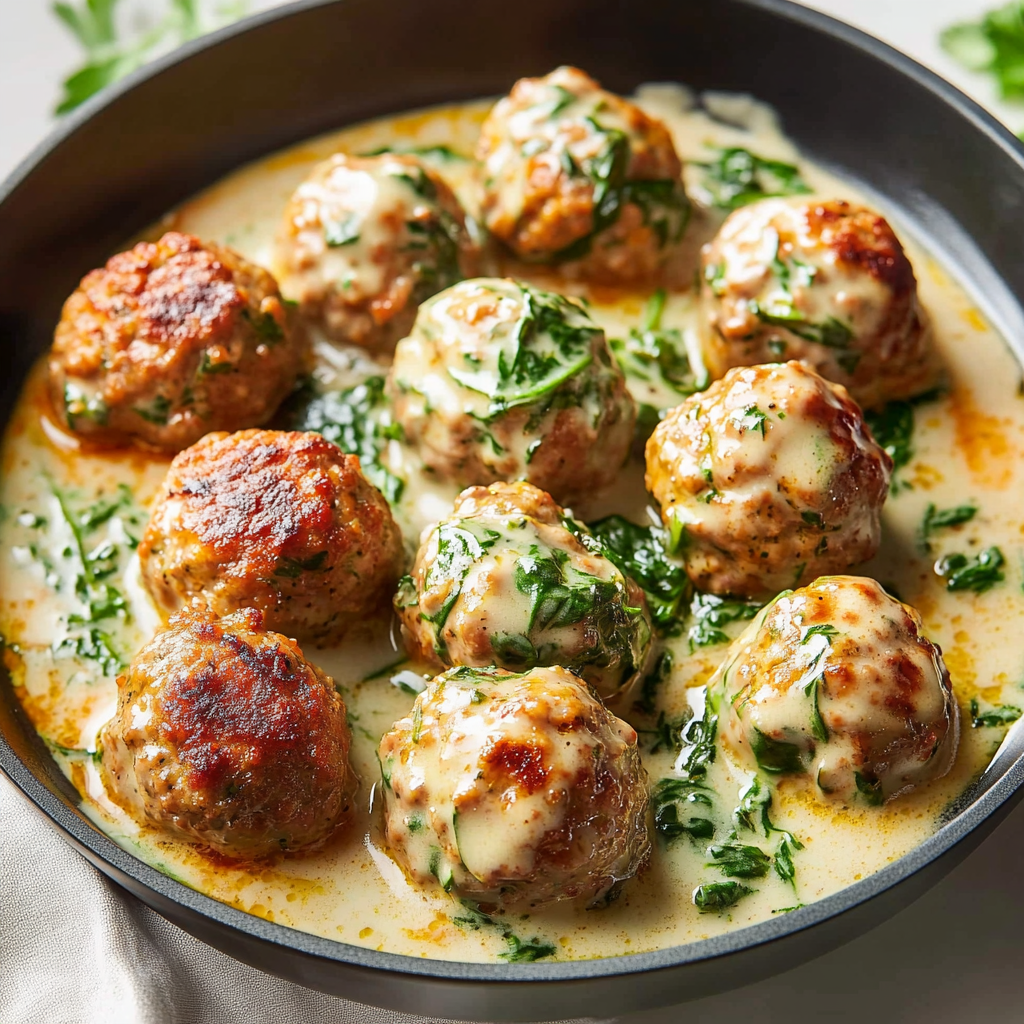 Creamy Spinach Turkey Meatballs